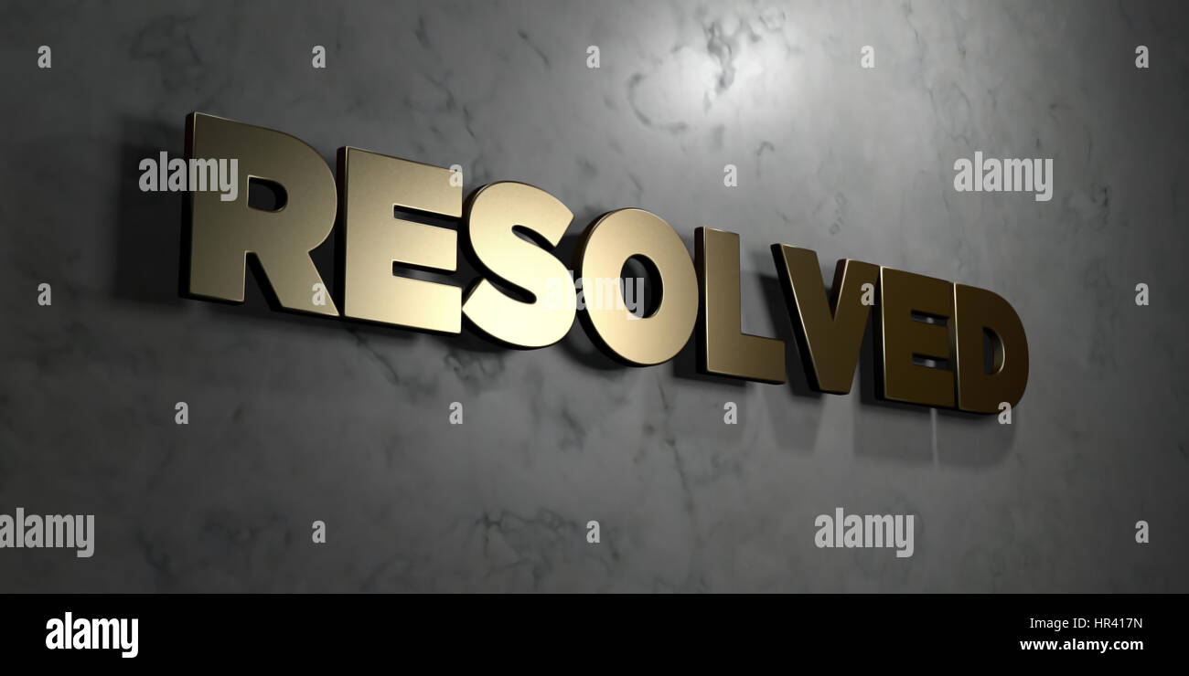 Resolved - Gold sign mounted on glossy marble wall - 3D rendered ...