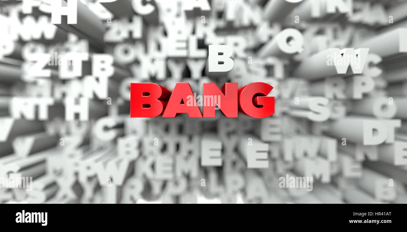BANG - Red text on typography background - 3D rendered royalty free ...