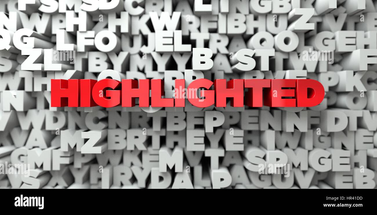 HIGHLIGHTED - Red text on typography background - 3D rendered royalty ...