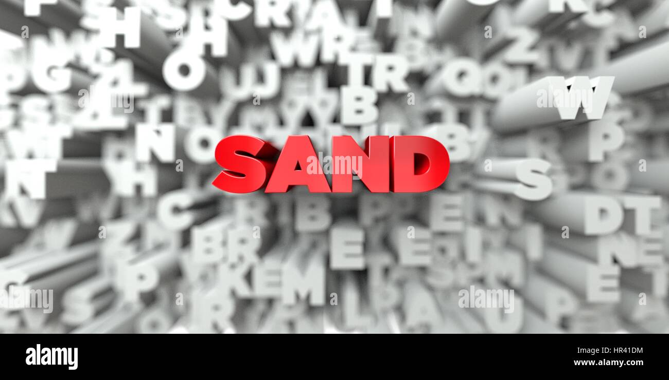 SAND - Red text on typography background - 3D rendered royalty free ...