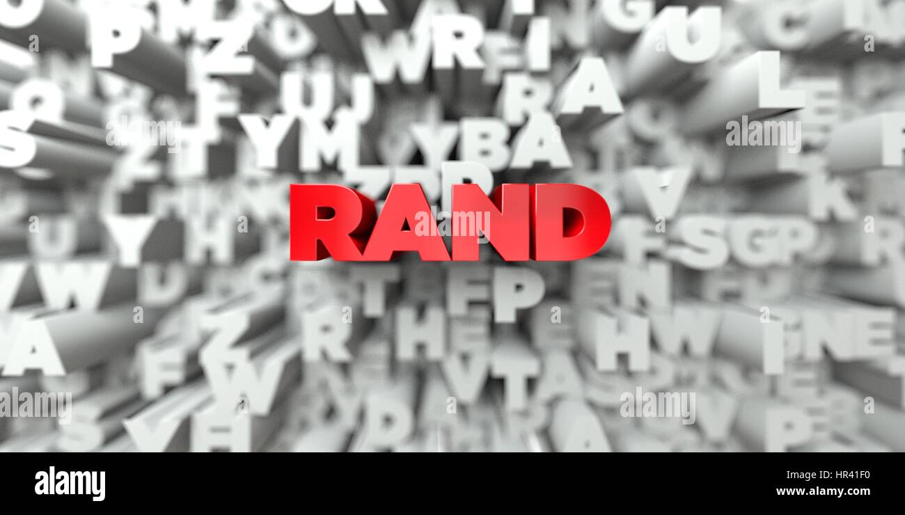 RAND - Red text on typography background - 3D rendered royalty free ...