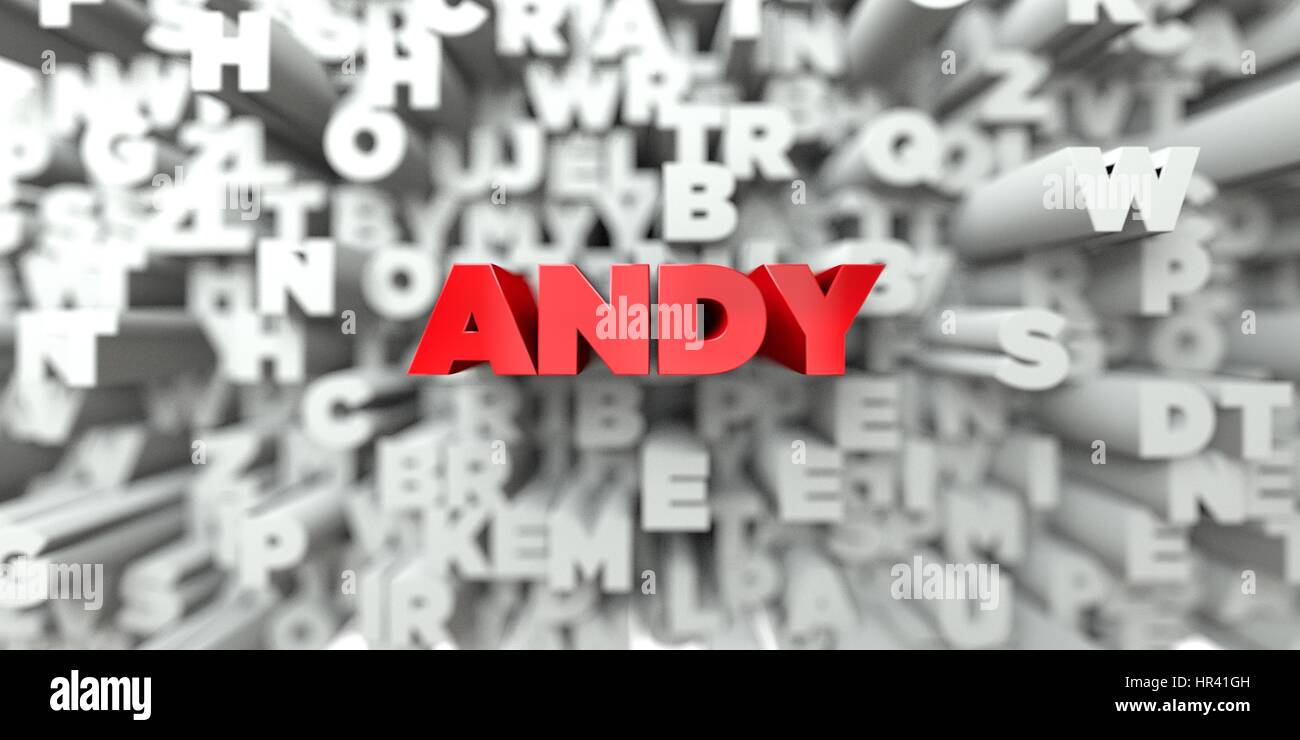ANDY - Red text on typography background - 3D rendered royalty free ...