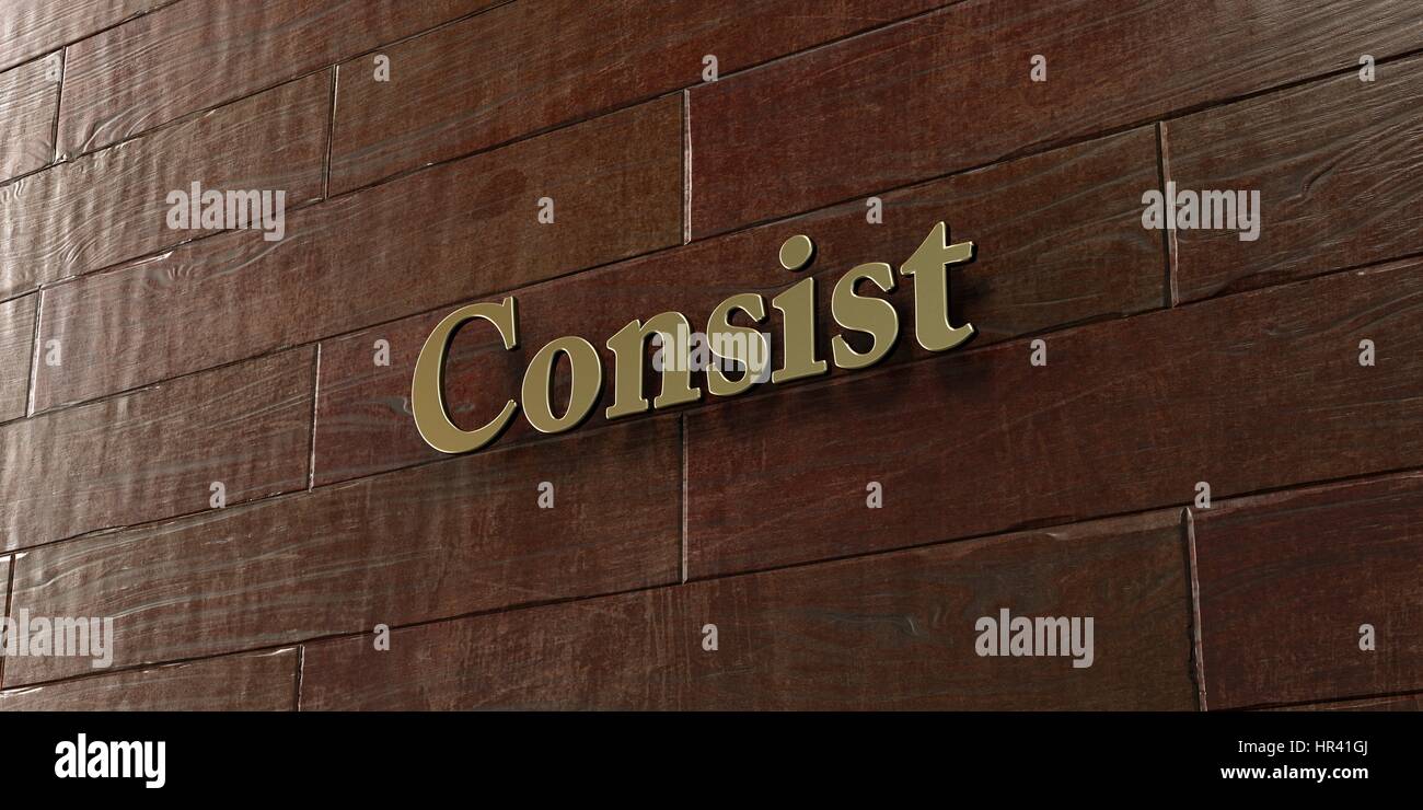 Consist - Bronze plaque mounted on maple wood wall - 3D rendered ...