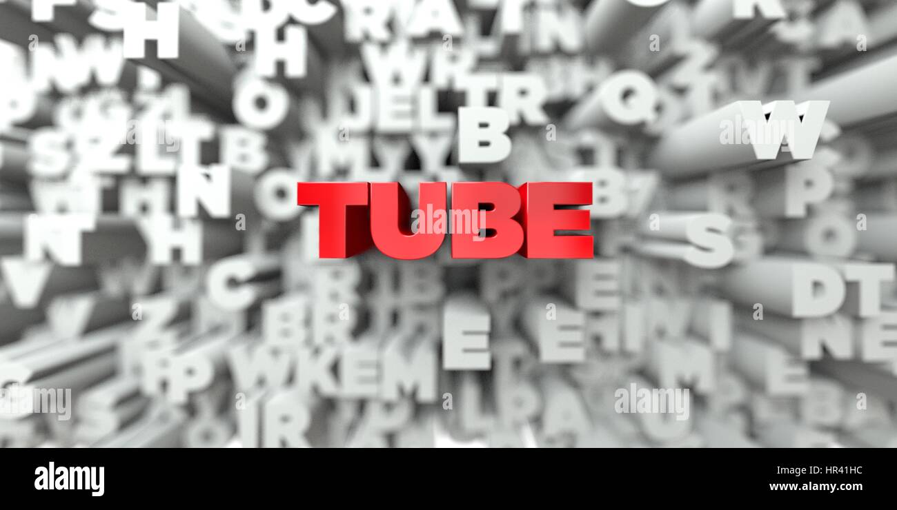 TUBE - Red text on typography background - 3D rendered royalty free ...