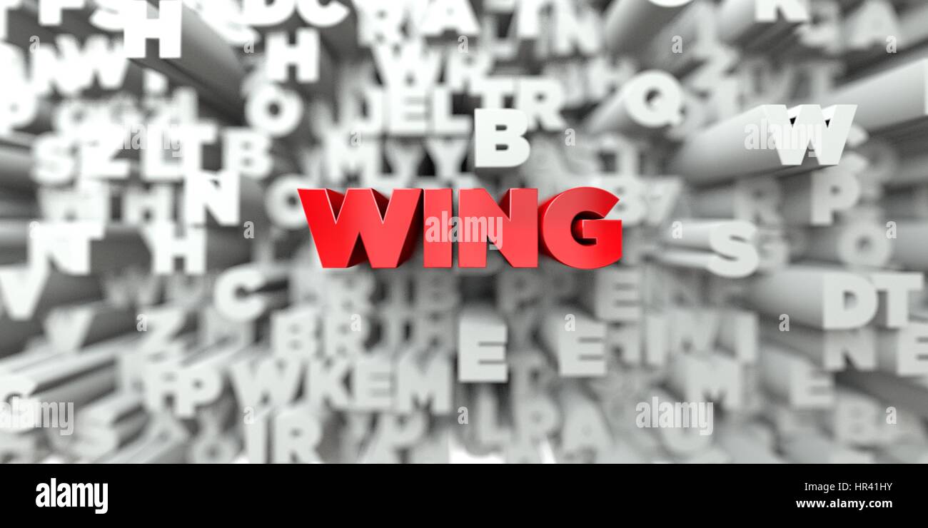WING - Red text on typography background - 3D rendered royalty free ...