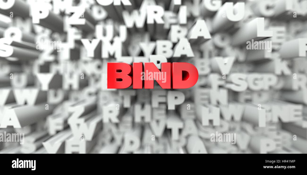 BIND - Red text on typography background - 3D rendered royalty free ...