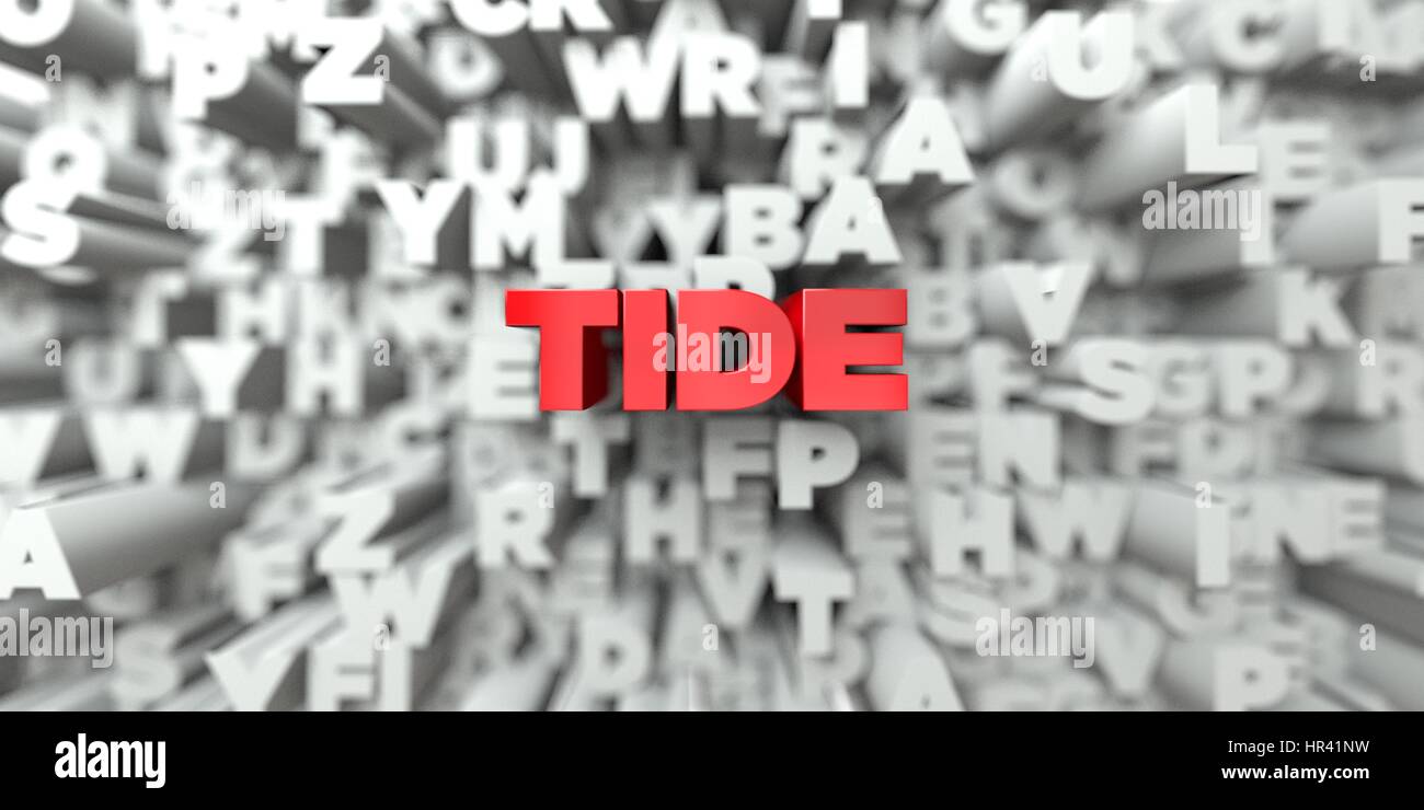 TIDE - Red text on typography background - 3D rendered royalty free ...