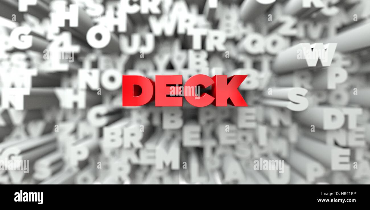 DECK - Red text on typography background - 3D rendered royalty free ...