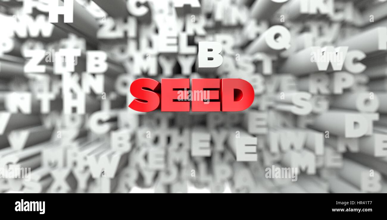 SEED - Red text on typography background - 3D rendered royalty free ...