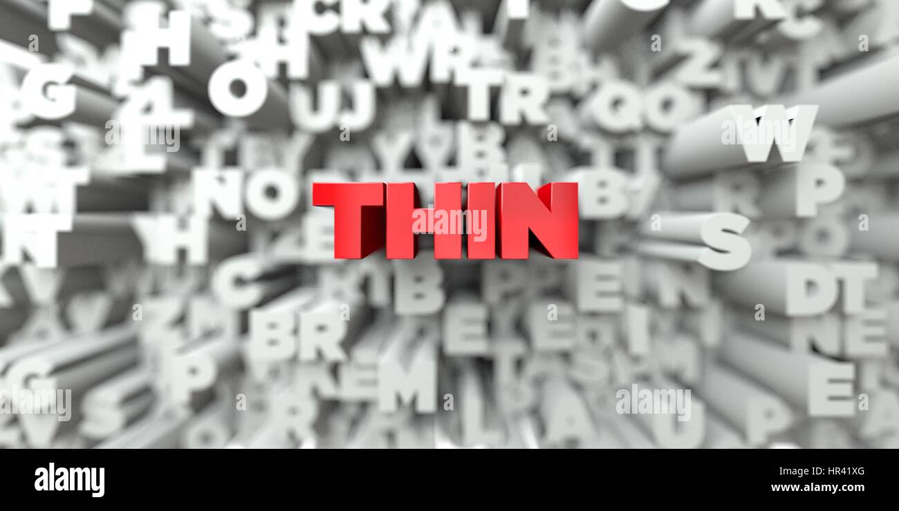 THIN - Red text on typography background - 3D rendered royalty free ...