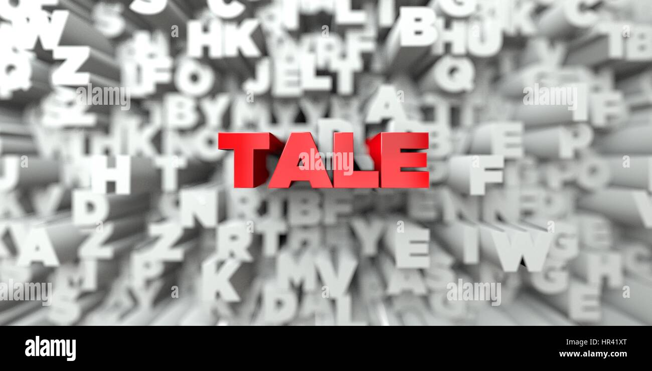 TALE - Red text on typography background - 3D rendered royalty free ...
