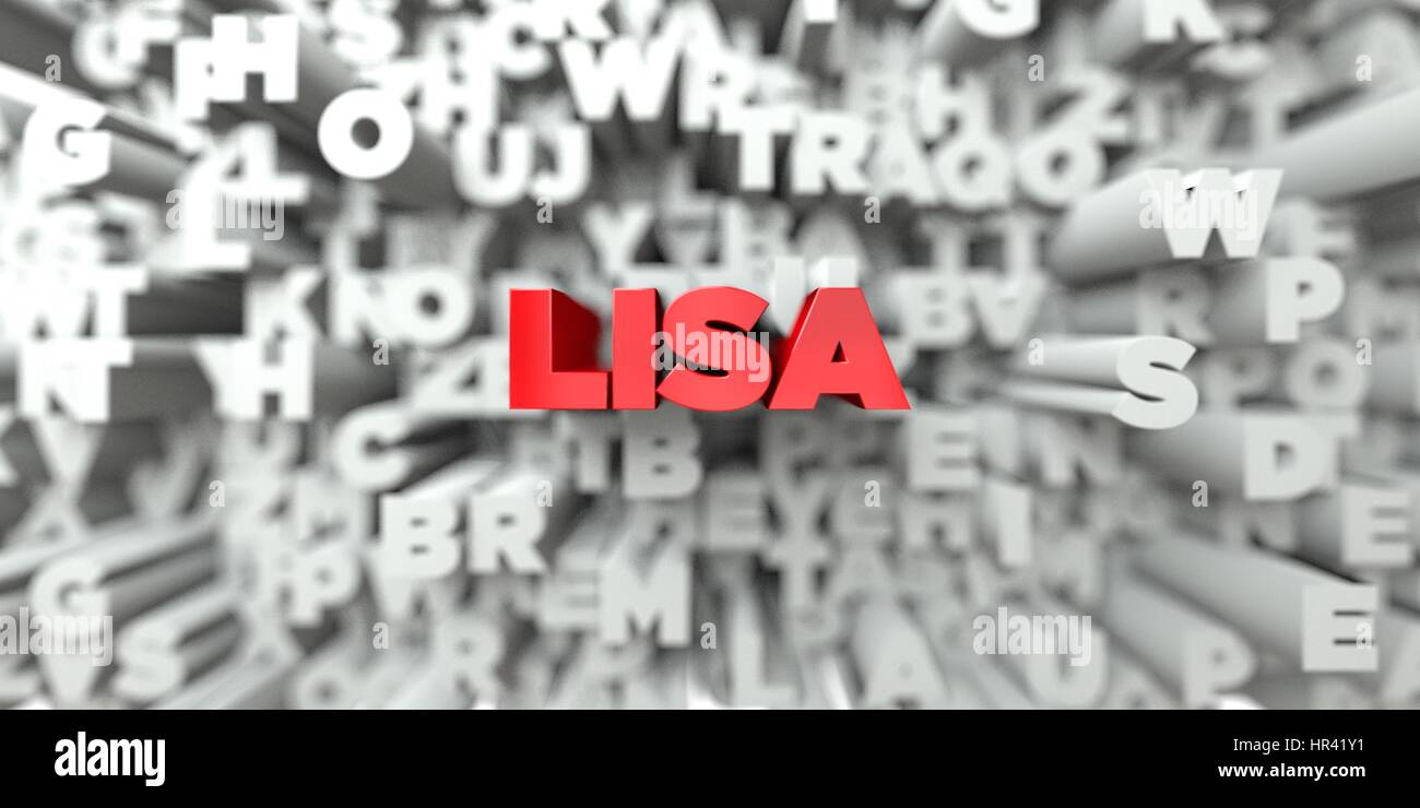 LISA - Red text on typography background - 3D rendered royalty free ...