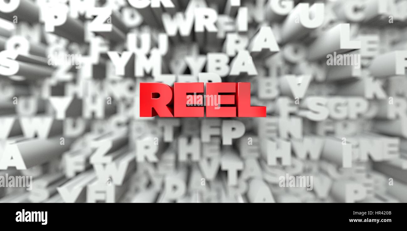 REEL - Red text on typography background - 3D rendered royalty free ...