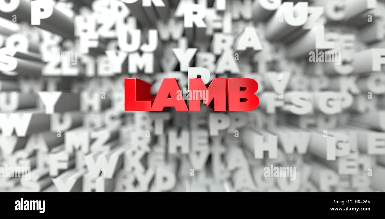 LAMB - Red text on typography background - 3D rendered royalty free ...