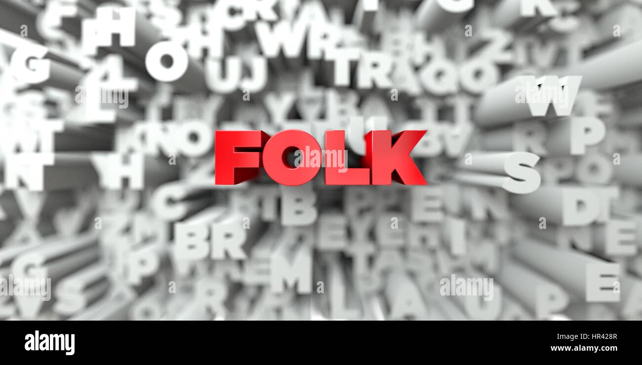 FOLK - Red text on typography background - 3D rendered royalty free ...