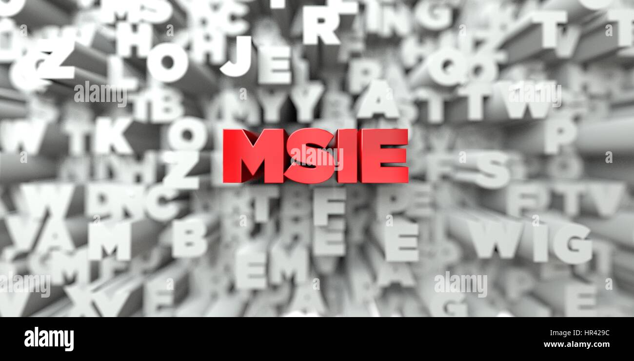 MSIE - Red text on typography background - 3D rendered royalty free ...