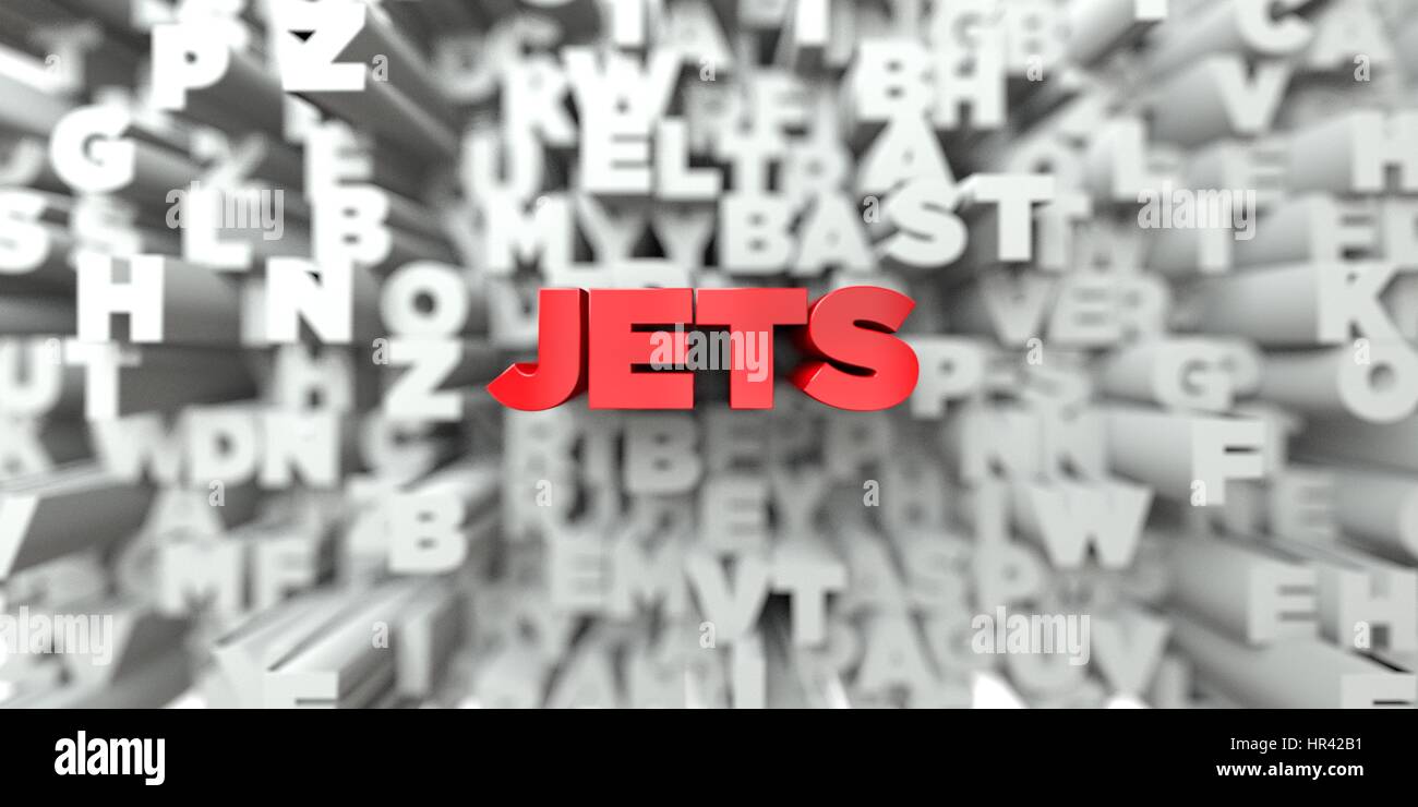 JETS - Red text on typography background - 3D rendered royalty free ...