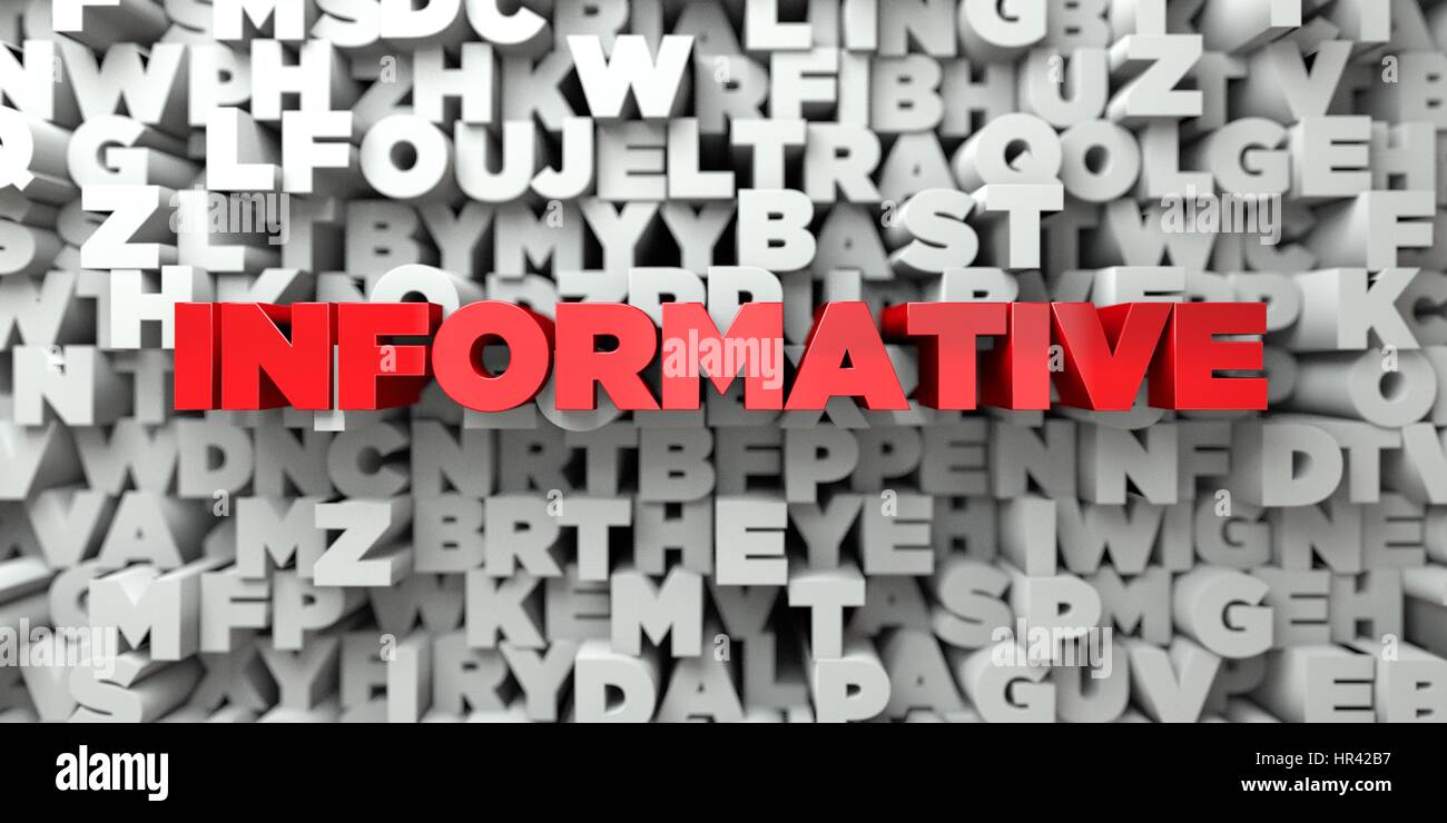 INFORMATIVE - Red text on typography background - 3D rendered royalty ...