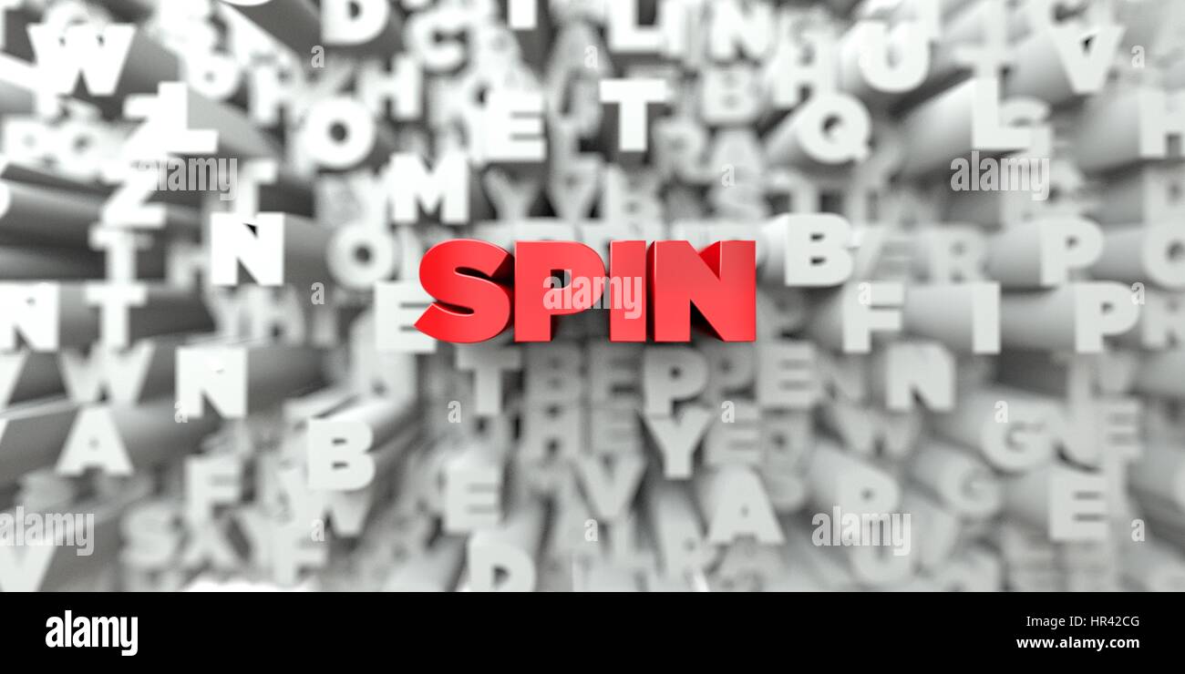 SPIN - Red text on typography background - 3D rendered royalty free ...