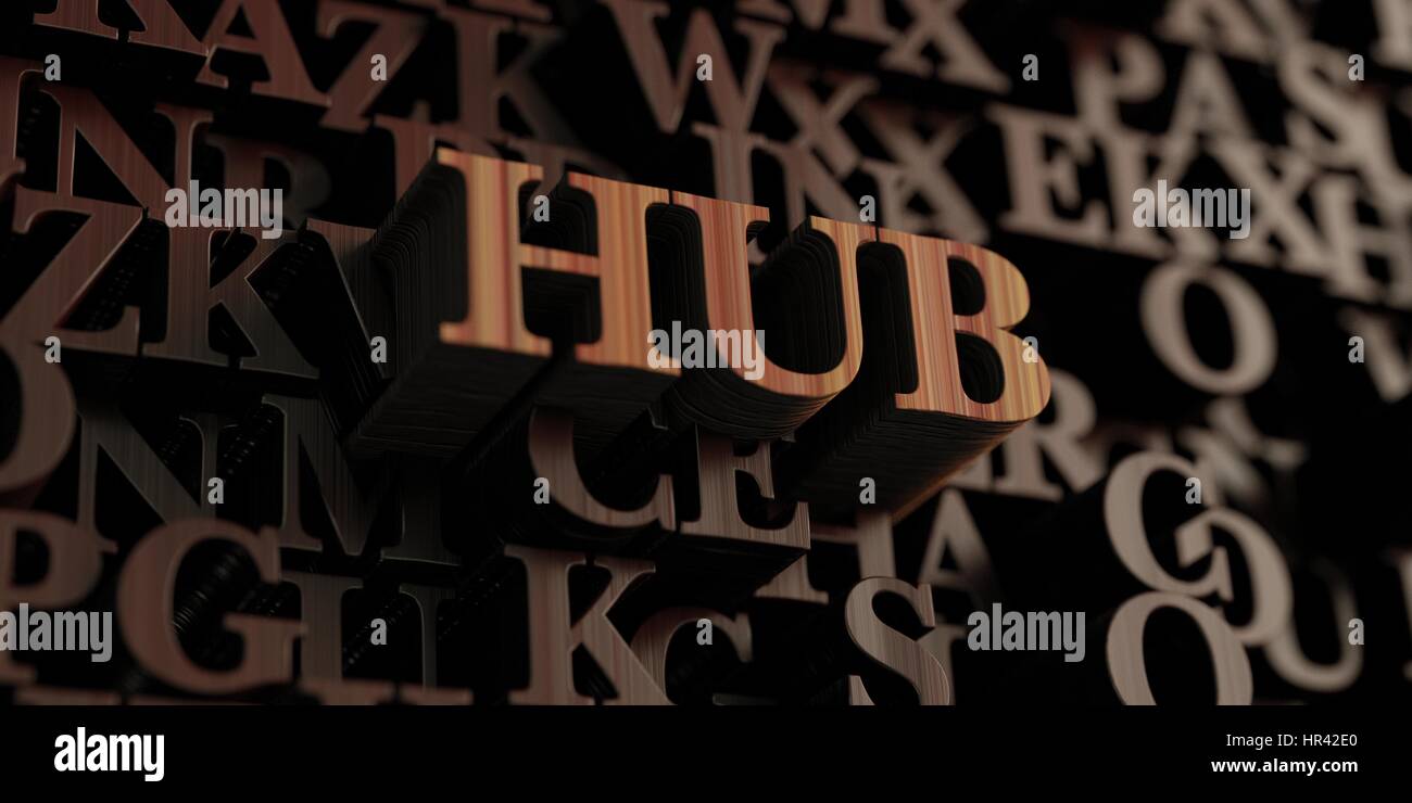 Hub - Wooden 3D rendered letters/message. Can be used for an online ...