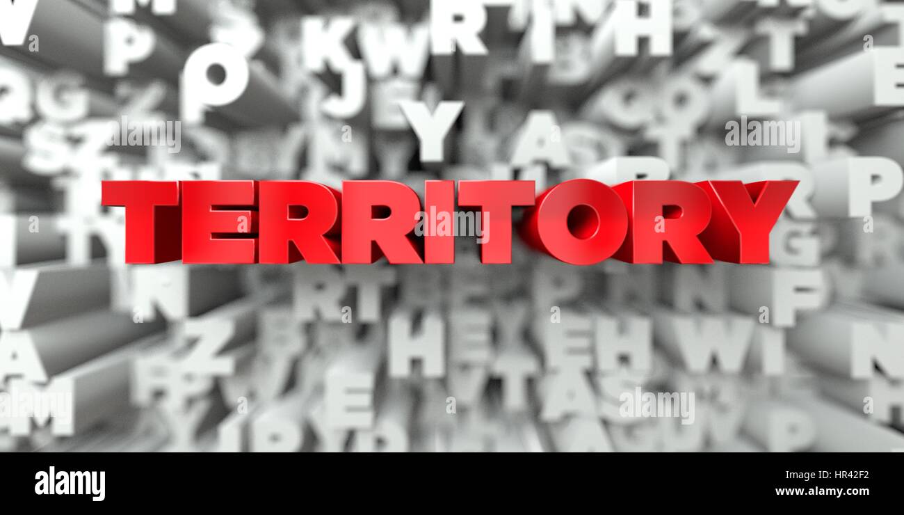 TERRITORY - Red text on typography background - 3D rendered royalty ...