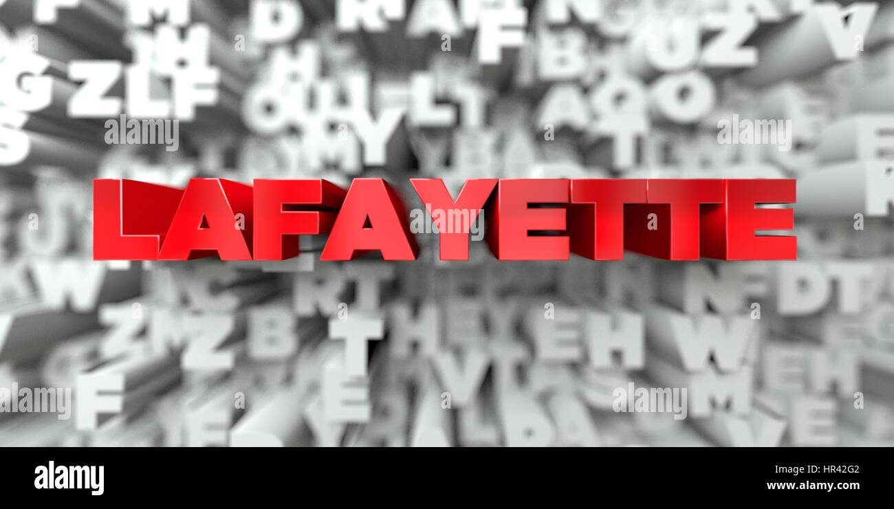 LAFAYETTE - Red text on typography background - 3D rendered royalty ...