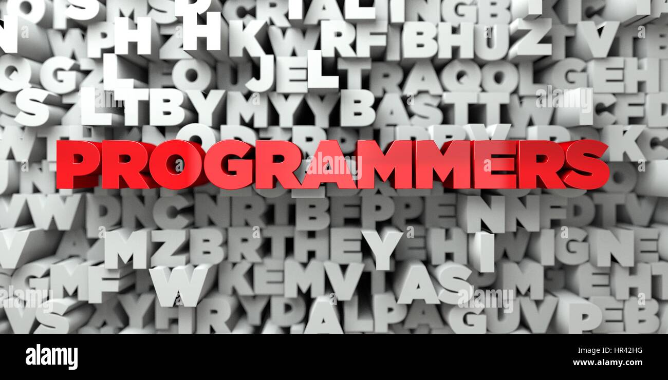 PROGRAMMERS - Red text on typography background - 3D rendered royalty ...