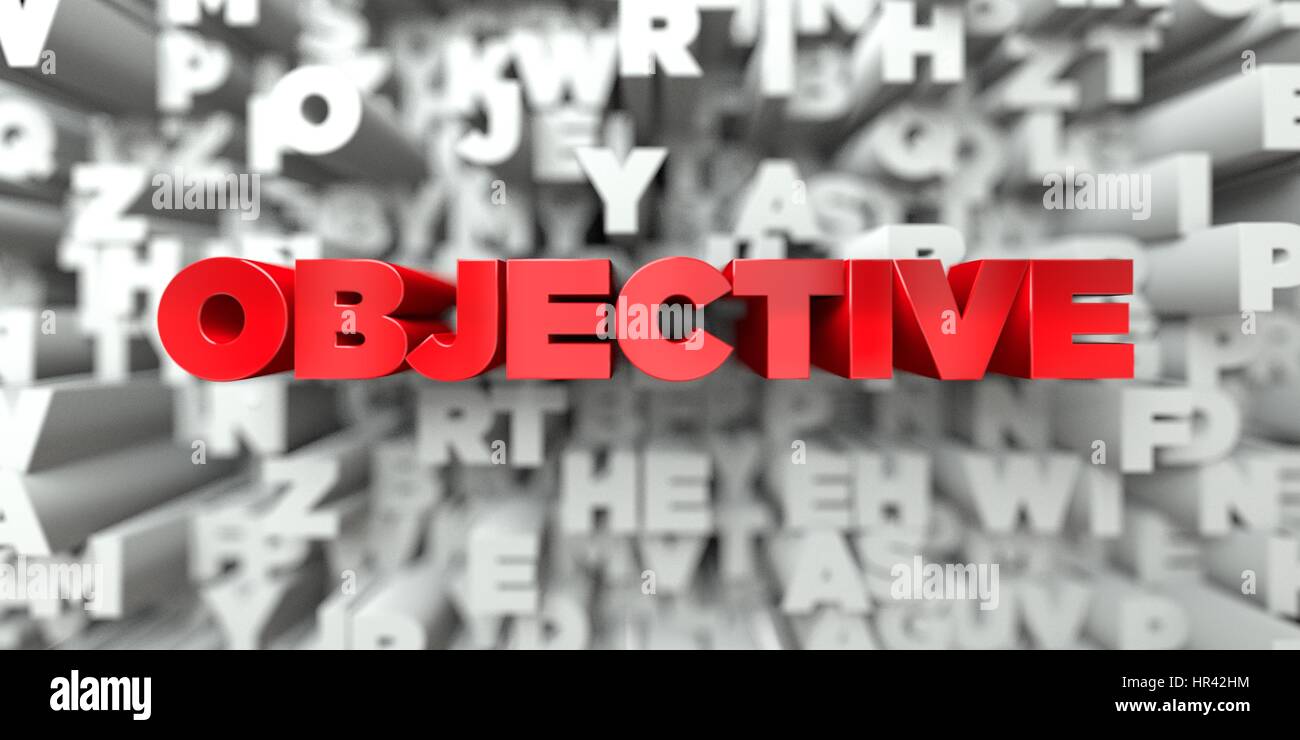 OBJECTIVE - Red text on typography background - 3D rendered royalty ...