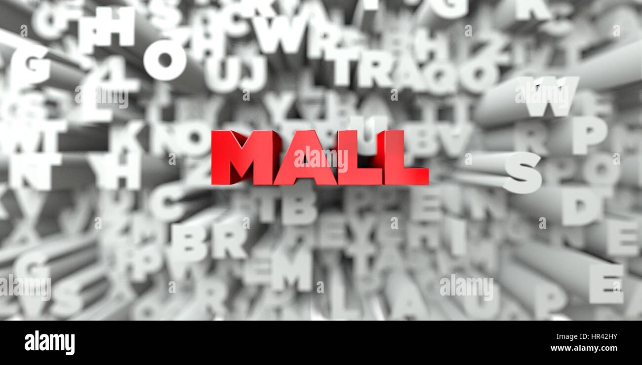 MALL - Red text on typography background - 3D rendered royalty free ...