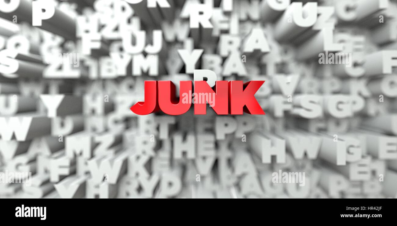 JUNK - Red text on typography background - 3D rendered royalty free ...