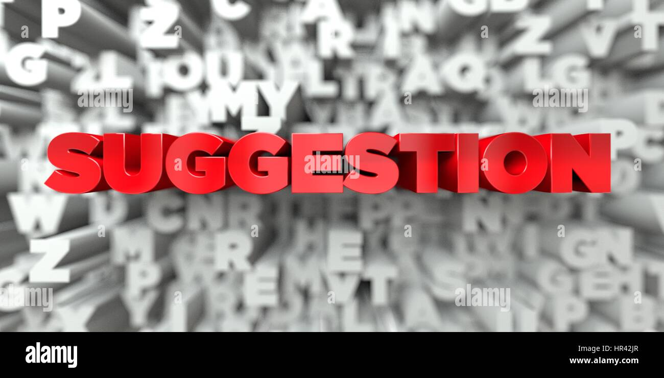 SUGGESTION - Red text on typography background - 3D rendered royalty ...