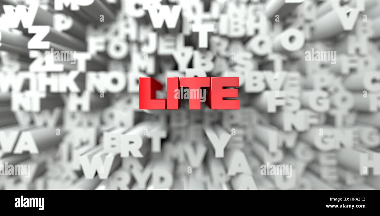 LITE - Red text on typography background - 3D rendered royalty free ...