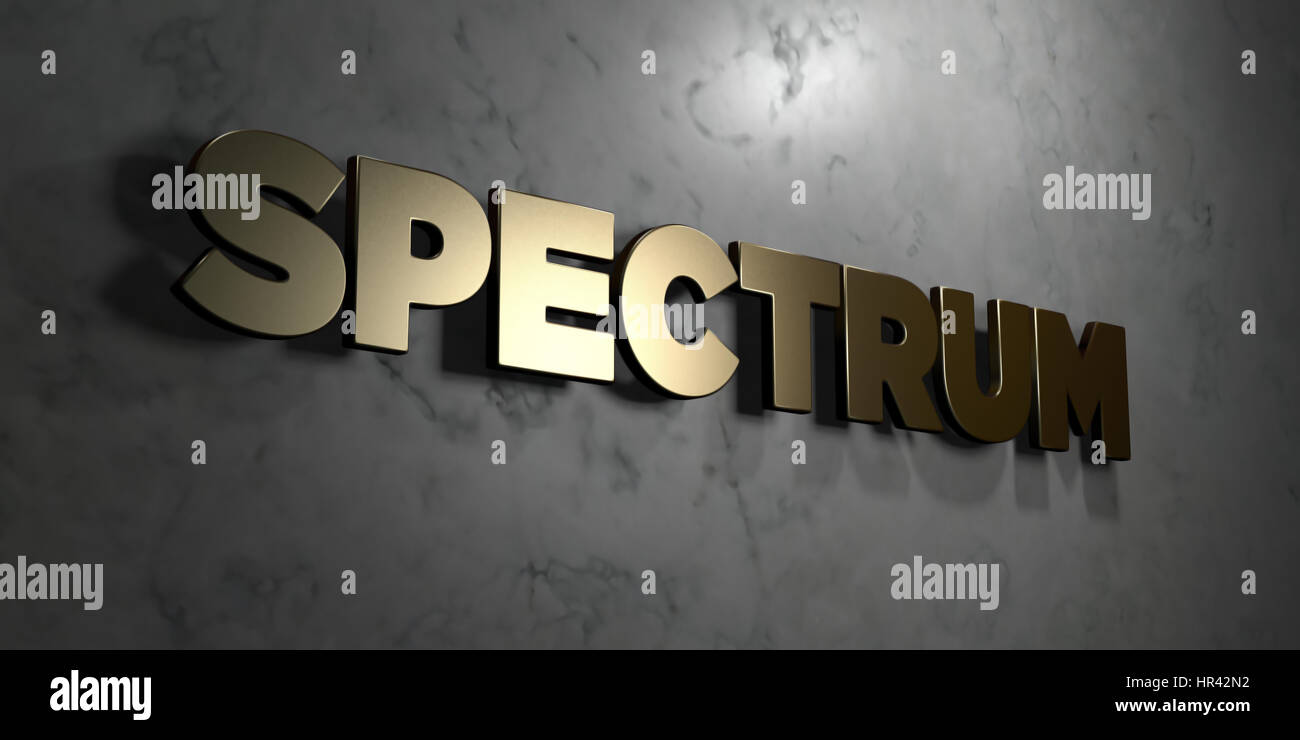 Spectrum - Gold sign mounted on glossy marble wall - 3D rendered ...