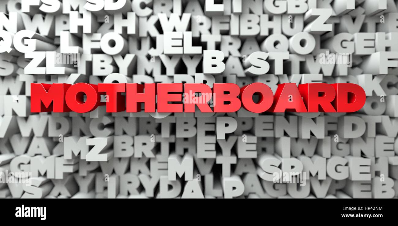 MOTHERBOARD - Red text on typography background - 3D rendered royalty ...