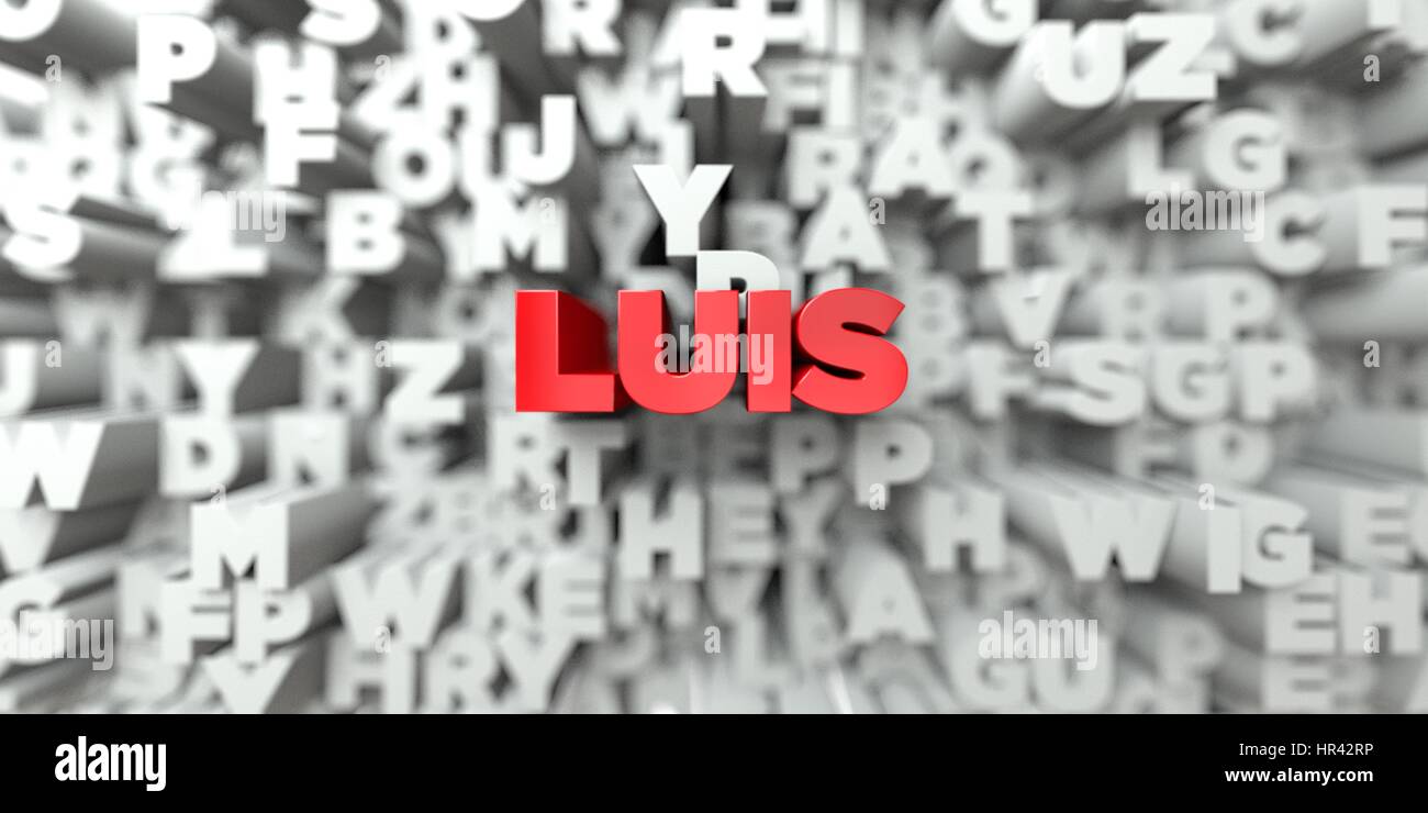 LUIS - Red text on typography background - 3D rendered royalty free ...