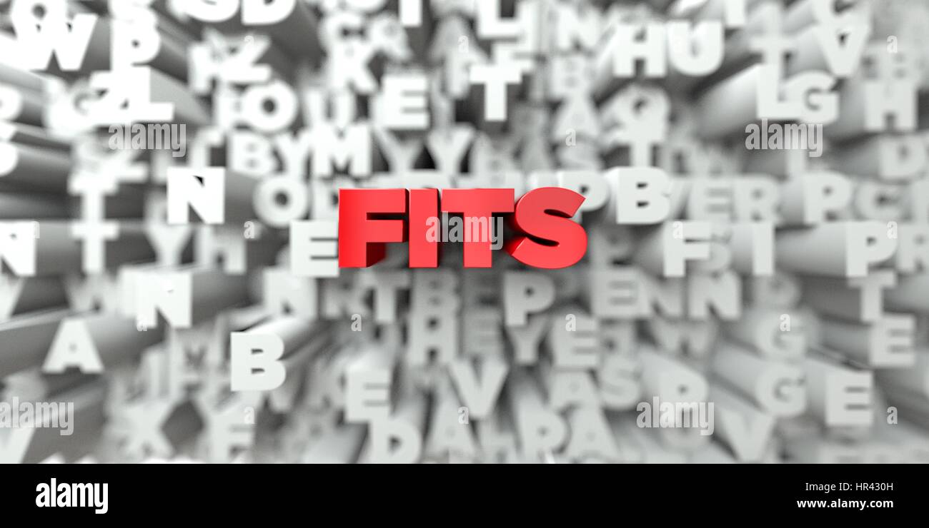 FITS - Red text on typography background - 3D rendered royalty free ...
