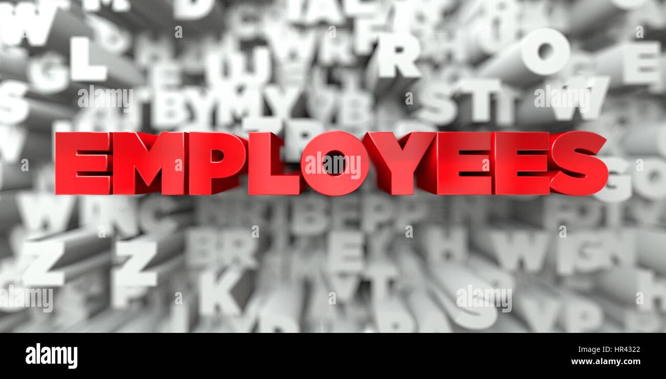 EMPLOYEES - Red text on typography background - 3D rendered royalty ...