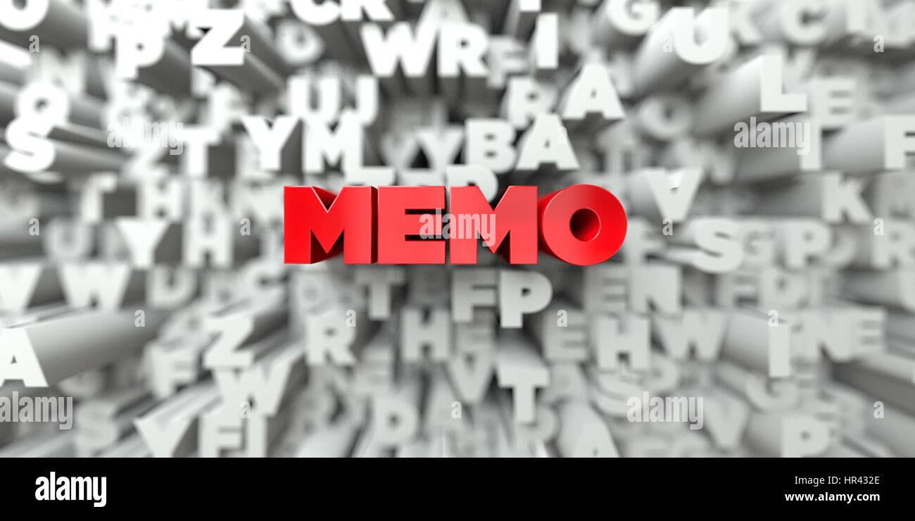 MEMO - Red text on typography background - 3D rendered royalty free ...