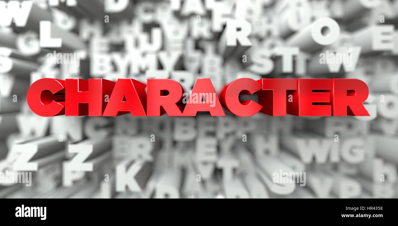CHARACTER - Red text on typography background - 3D rendered royalty ...