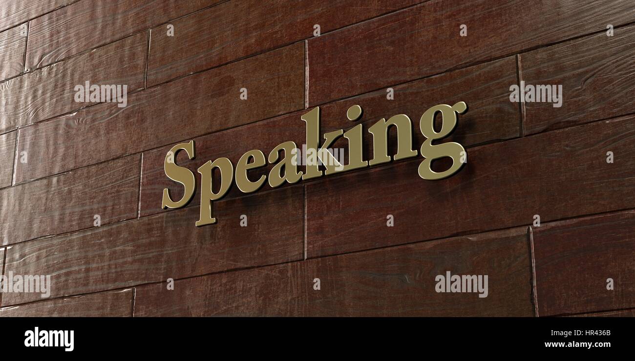 Speaking - Bronze plaque mounted on maple wood wall - 3D rendered ...