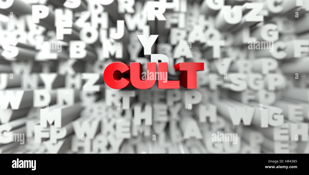 CULT - Red text on typography background - 3D rendered royalty free ...