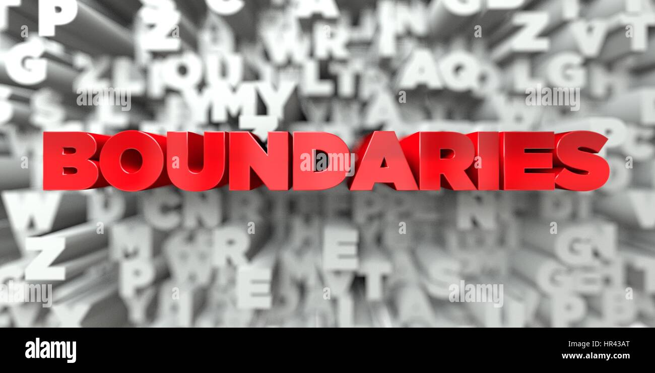 BOUNDARIES - Red text on typography background - 3D rendered royalty ...