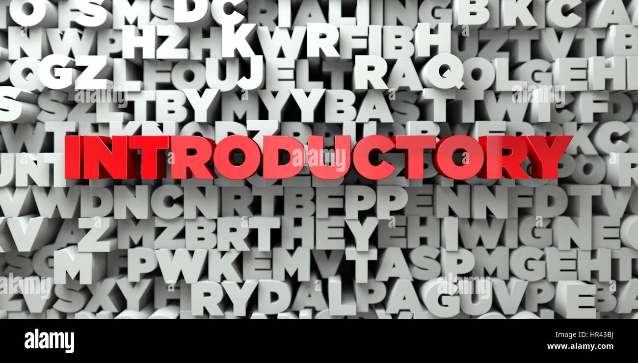 INTRODUCTORY - Red text on typography background - 3D rendered royalty ...