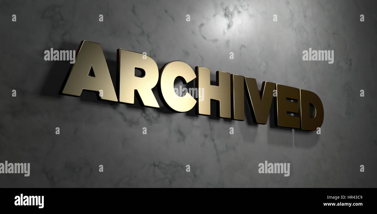 Archived - Gold sign mounted on glossy marble wall - 3D rendered ...