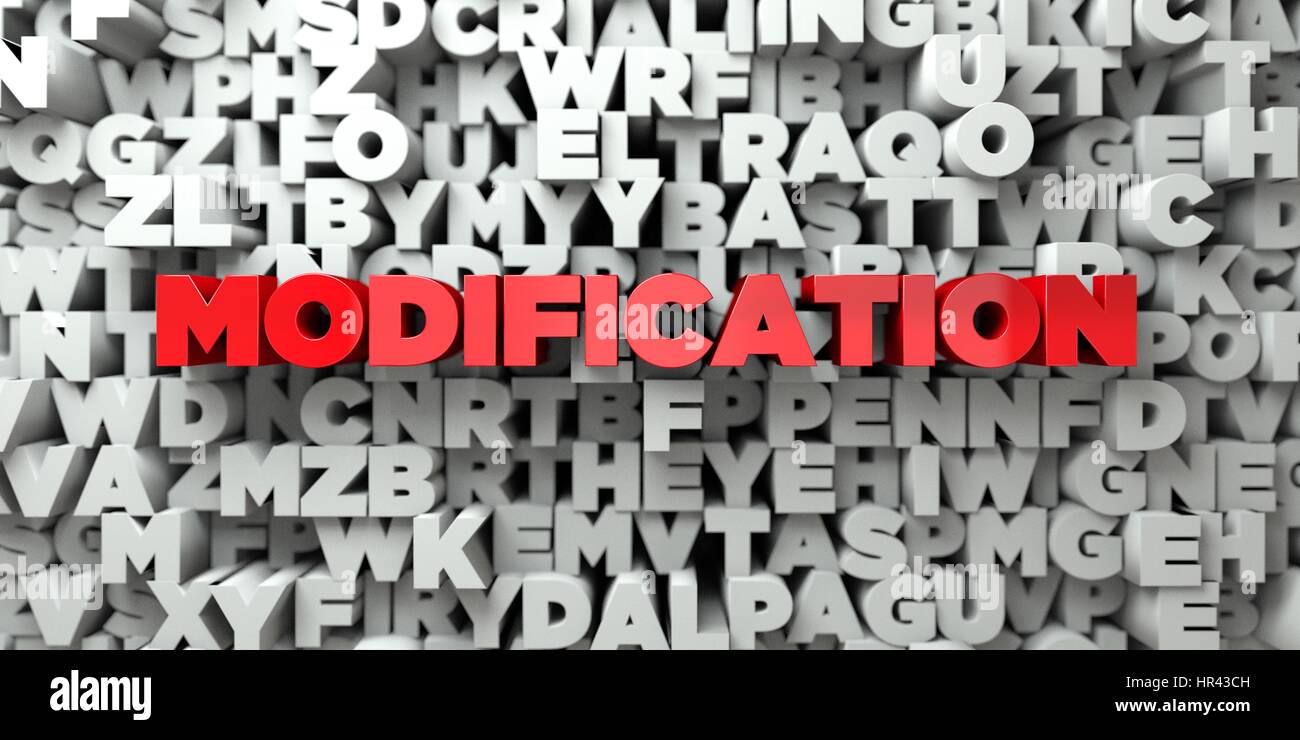 MODIFICATION - Red text on typography background - 3D rendered royalty ...