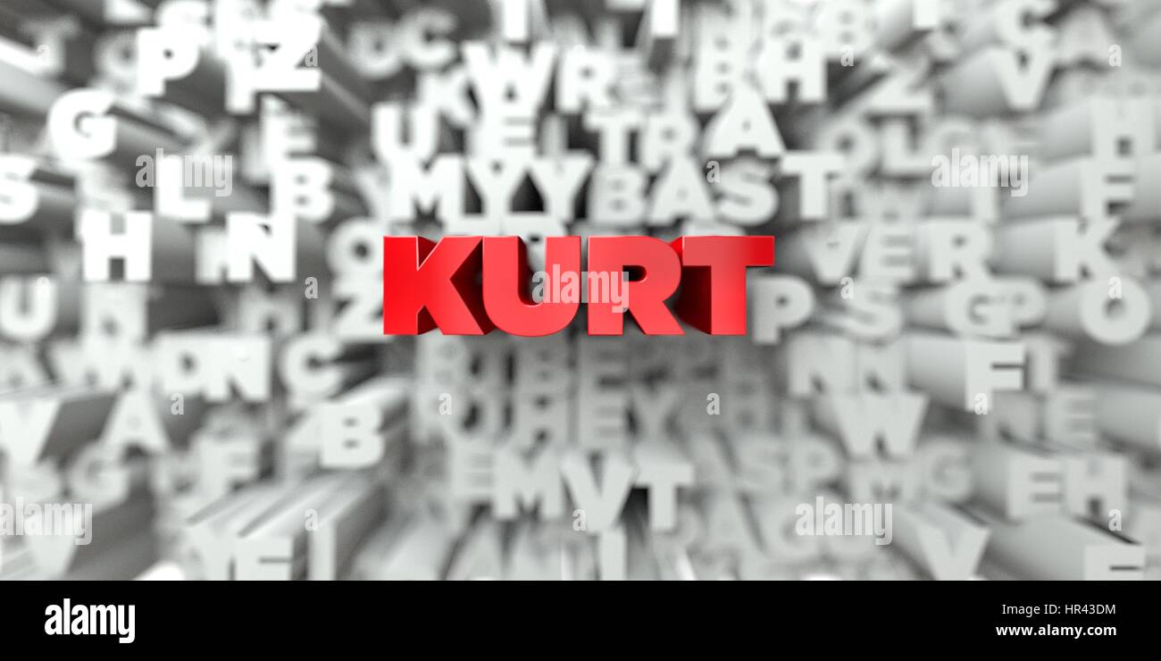 KURT - Red text on typography background - 3D rendered royalty free ...