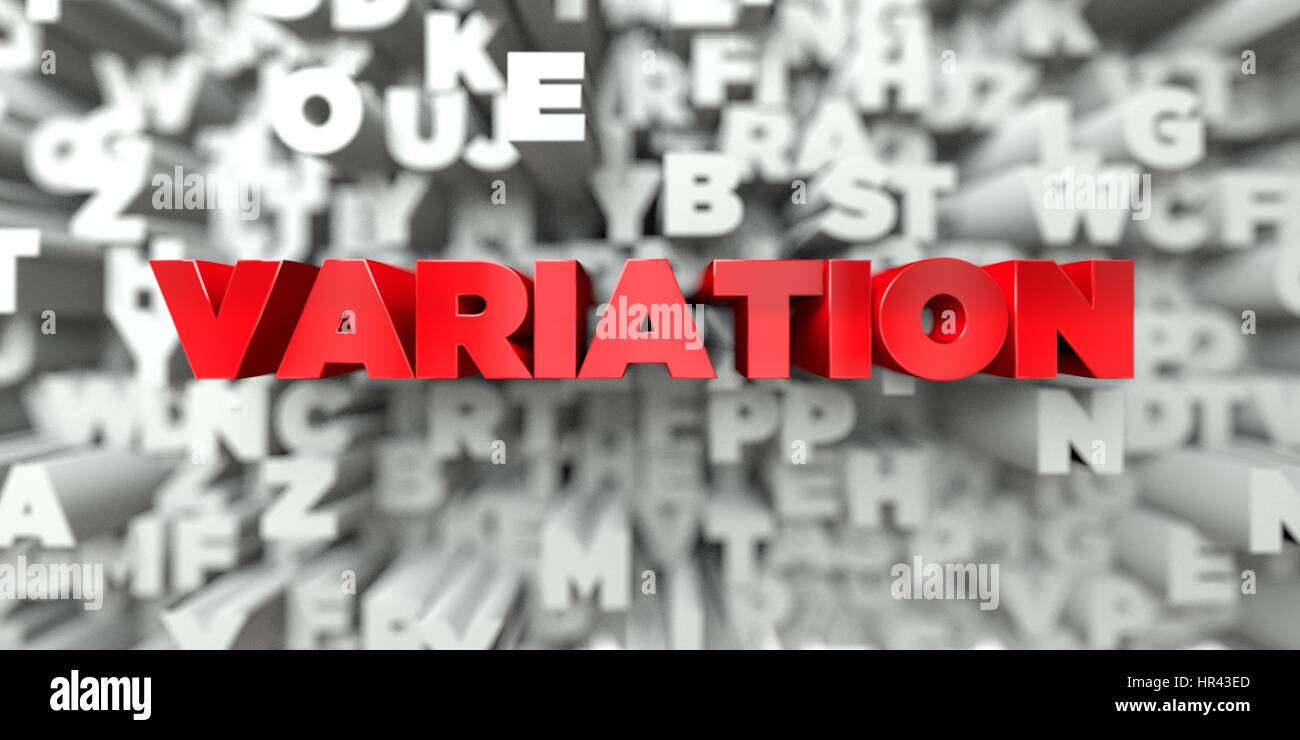 VARIATION - Red text on typography background - 3D rendered royalty ...