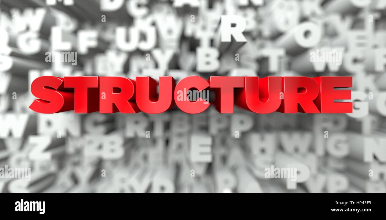 STRUCTURE - Red text on typography background - 3D rendered royalty ...