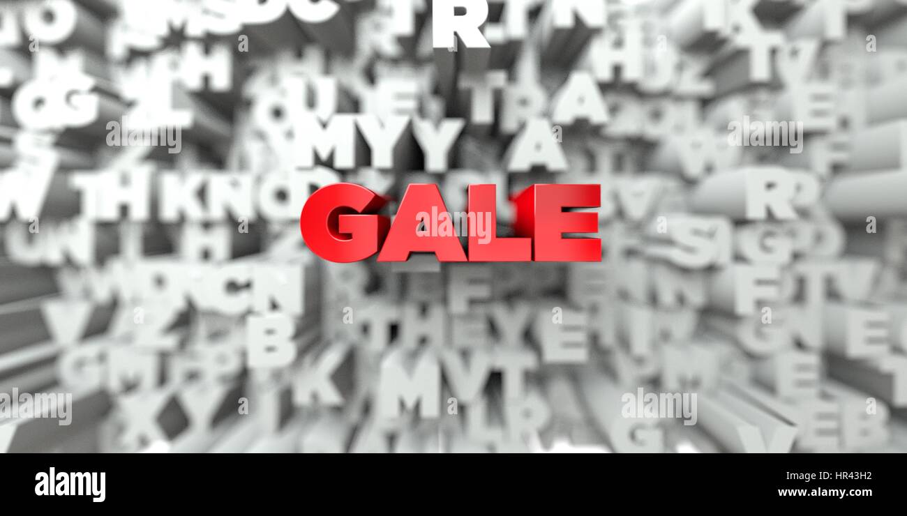 GALE - Red text on typography background - 3D rendered royalty free ...