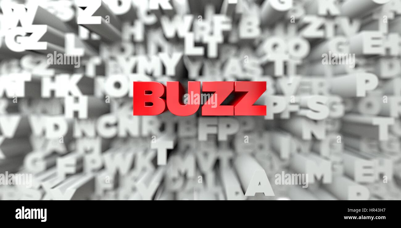 BUZZ - Red text on typography background - 3D rendered royalty free ...